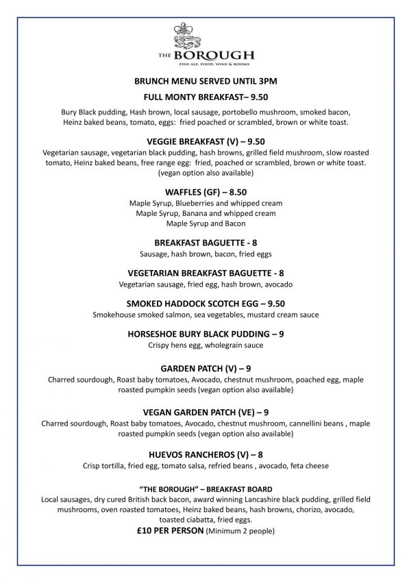 Brunch Menu - The Borough