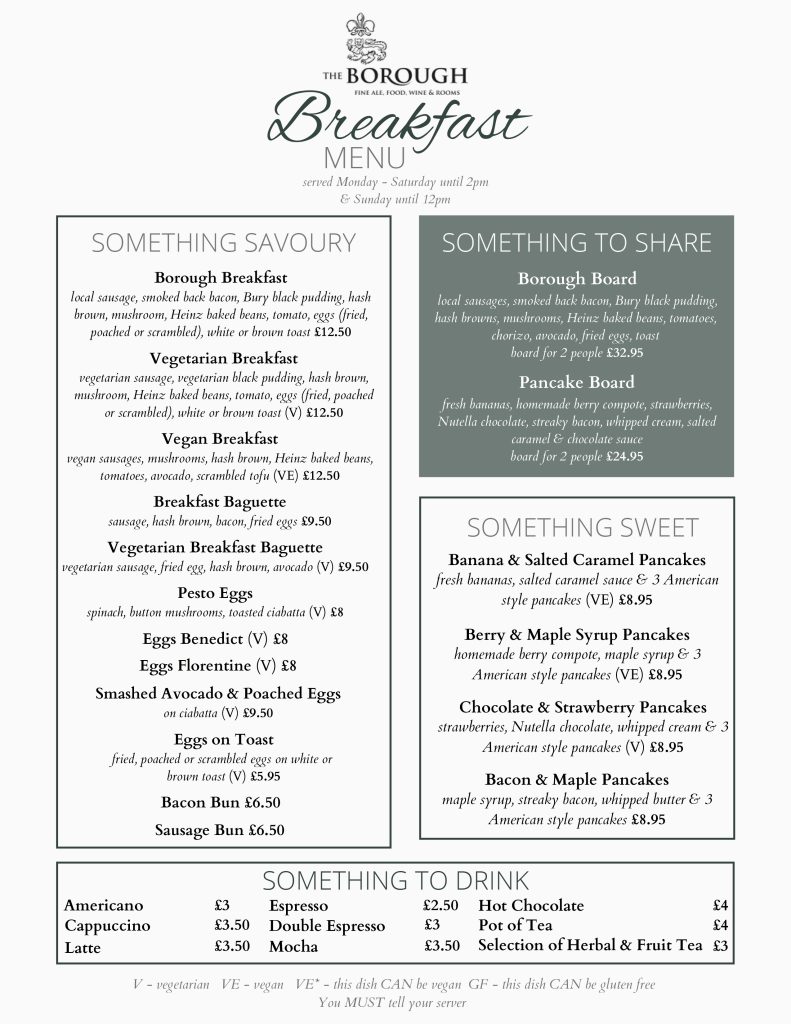 Borough Breakfast Menu The Borough Lancaster