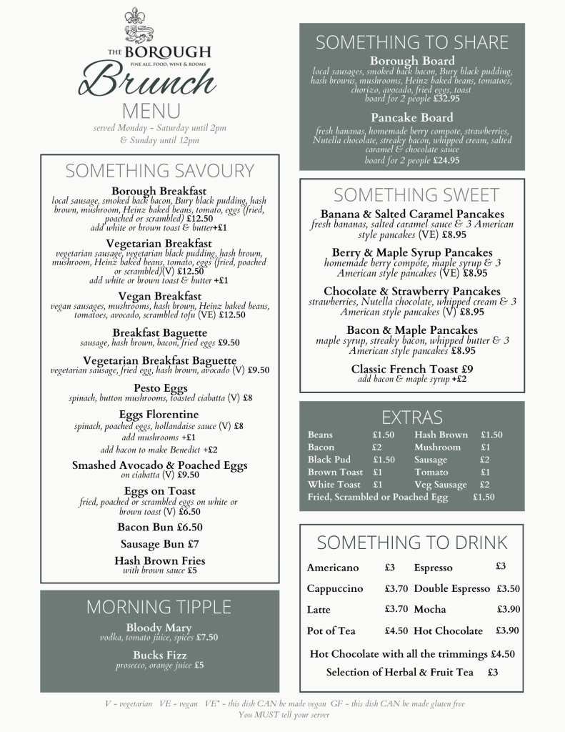 Borough Breakfast Menu The Borough Lancaster