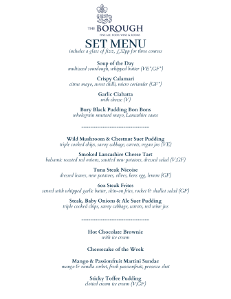 Borough Set Menu - The Borough