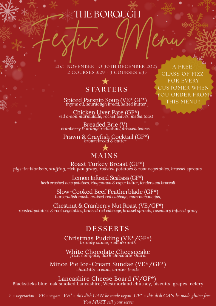 Borough Festive Menu 2025 - The Borough