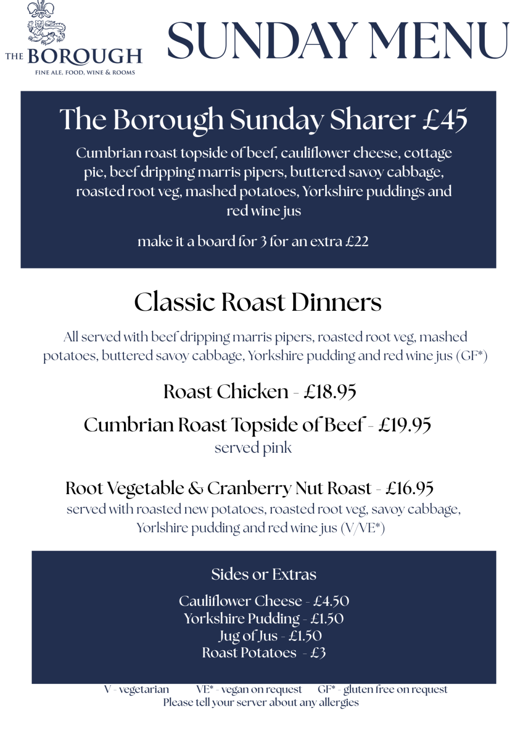 Borough Sunday Menu - The Borough